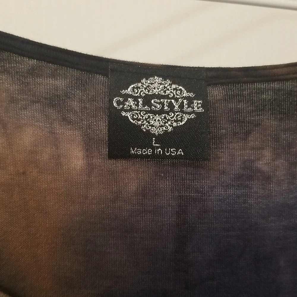 Cal Style | Tops | Cal Style Tye Dye Navy Tan Silver Studded Tunic Top ...